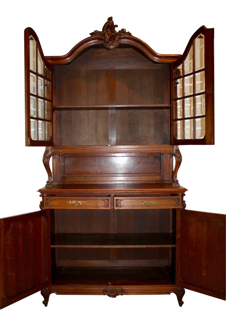 French Carved Louis XV Walnut China Buffet, circa 1900 at 1stDibs