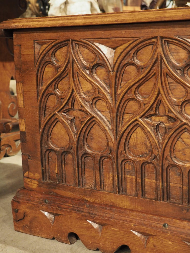 French Carved Oak Gothic Style Blanket Chest or Trunk, Early to Mid ...