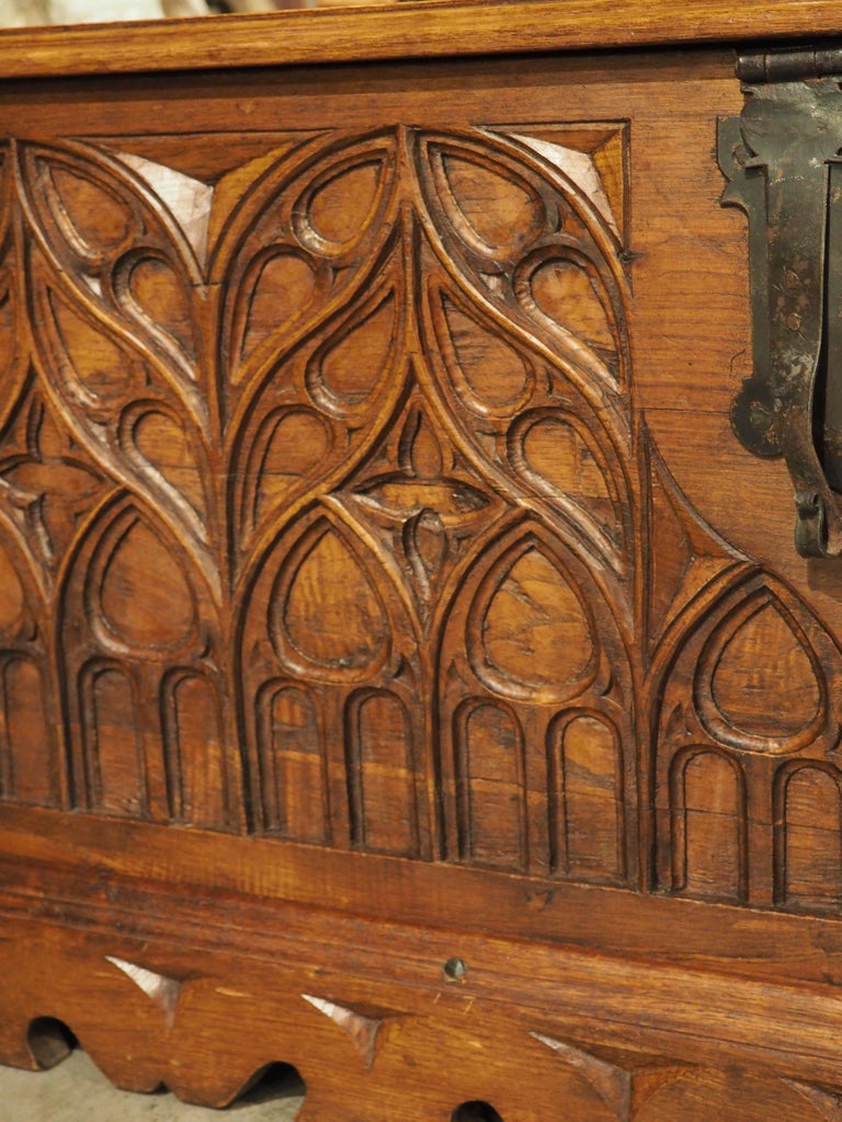 French Carved Oak Gothic Style Blanket Chest or Trunk, Early to Mid ...