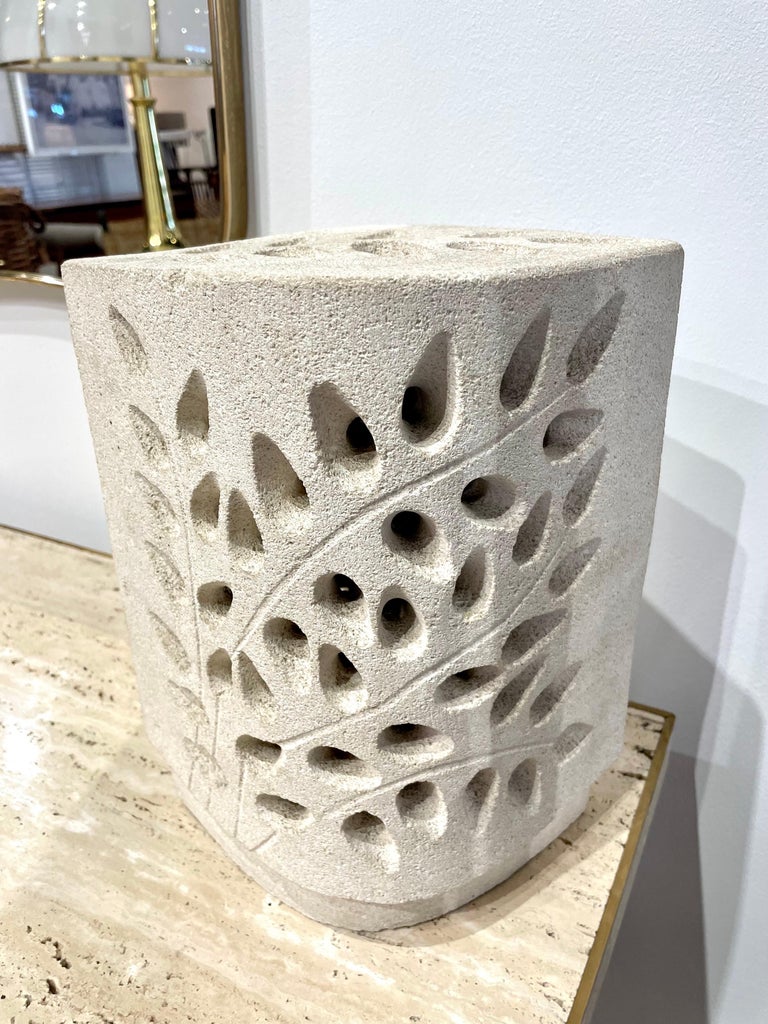 French Carved Stone Table Lamp (SIGNED) For Sale at 1stDibs