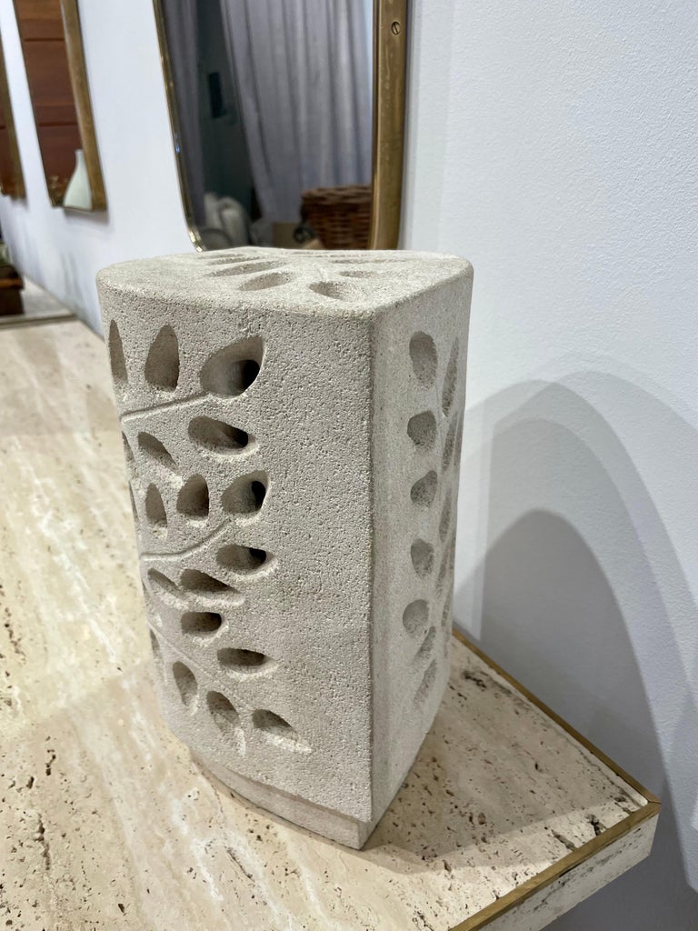 French Carved Stone Table Lamp (SIGNED) For Sale at 1stDibs