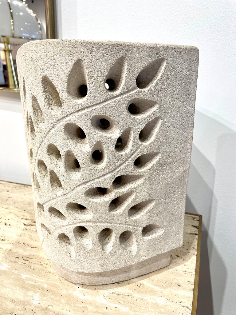 French Carved Stone Table Lamp (SIGNED) For Sale at 1stDibs