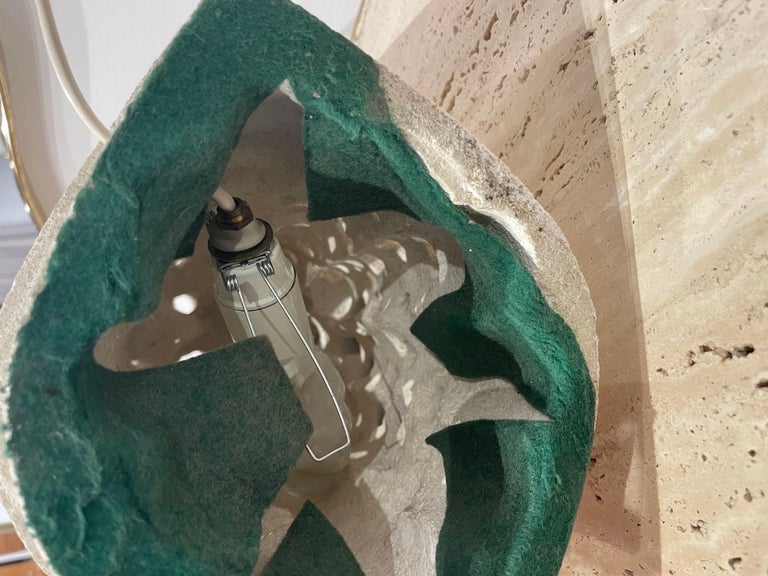 French Carved Stone Table Lamp (SIGNED) For Sale at 1stDibs