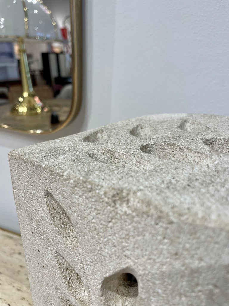 French Carved Stone Table Lamp (SIGNED) For Sale at 1stDibs