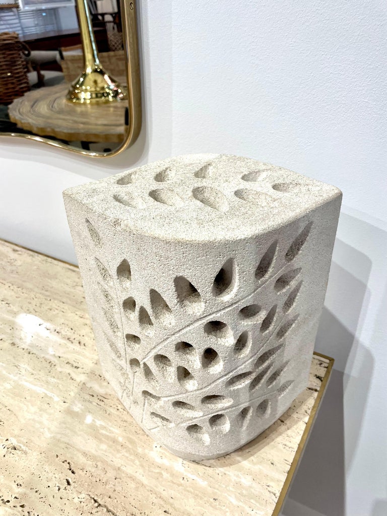 French Carved Stone Table Lamp (SIGNED) For Sale at 1stDibs