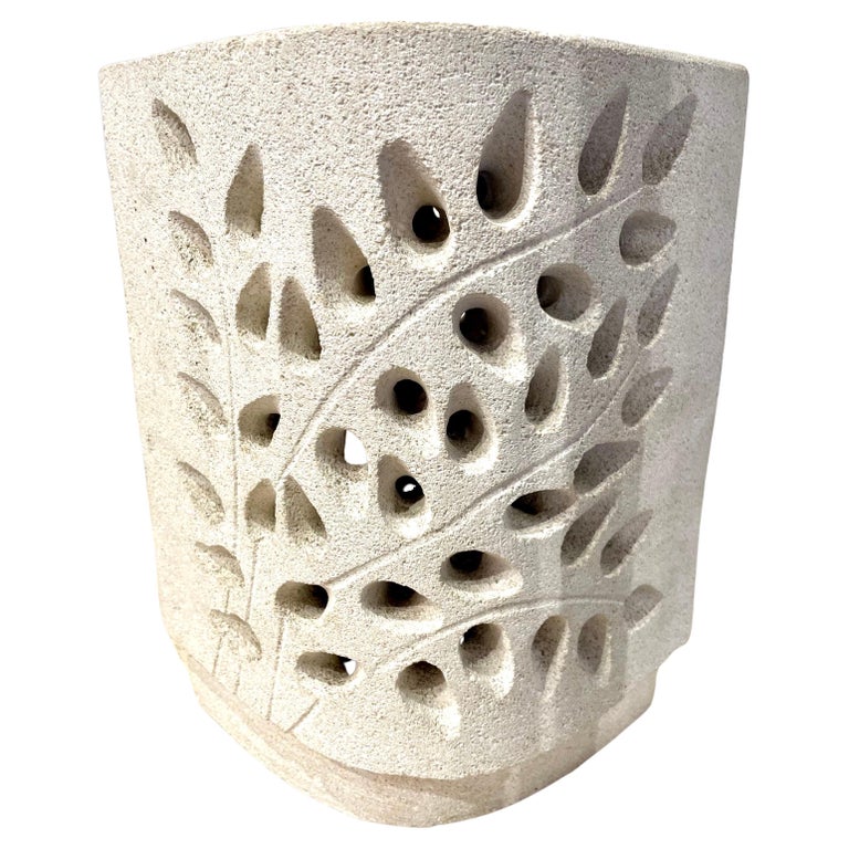 French Carved Stone Table Lamp (SIGNED) For Sale at 1stDibs