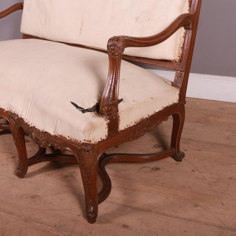 French Carved Walnut Sofa For Sale at 1stDibs