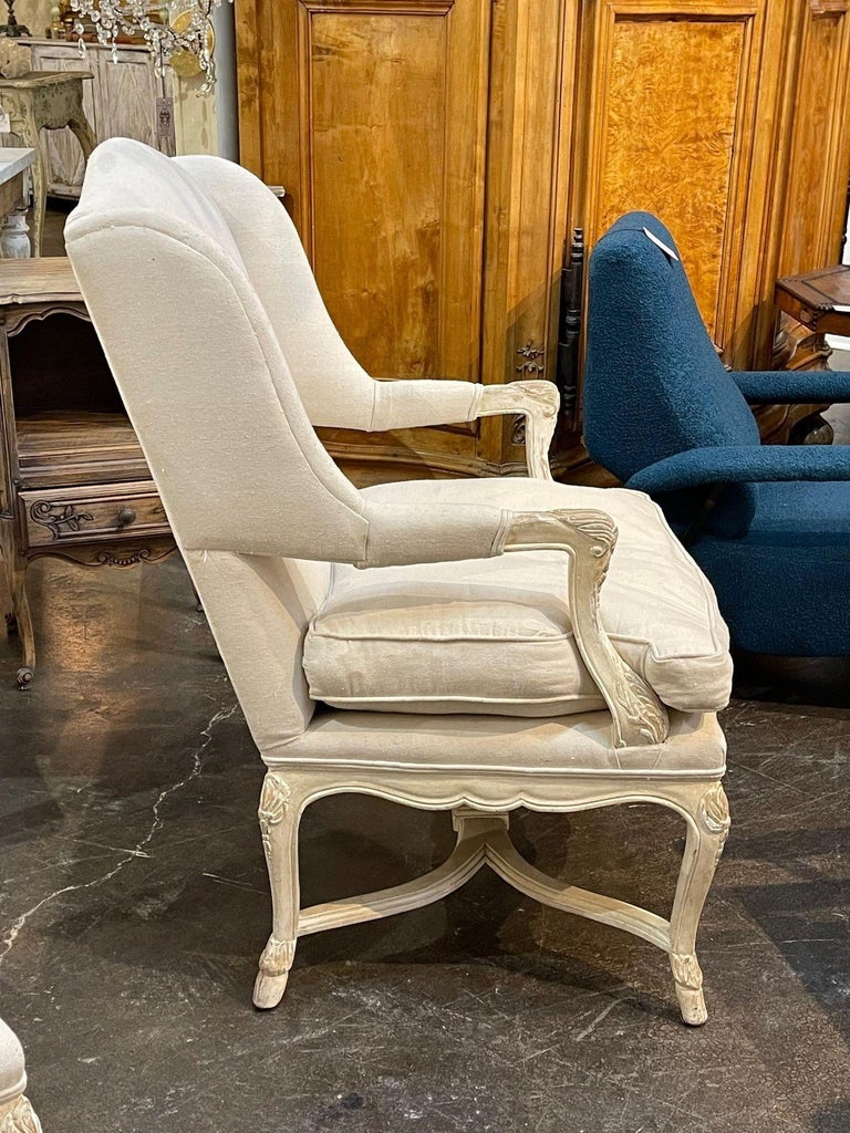 French Carved Wing Back Chairs For Sale at 1stDibs