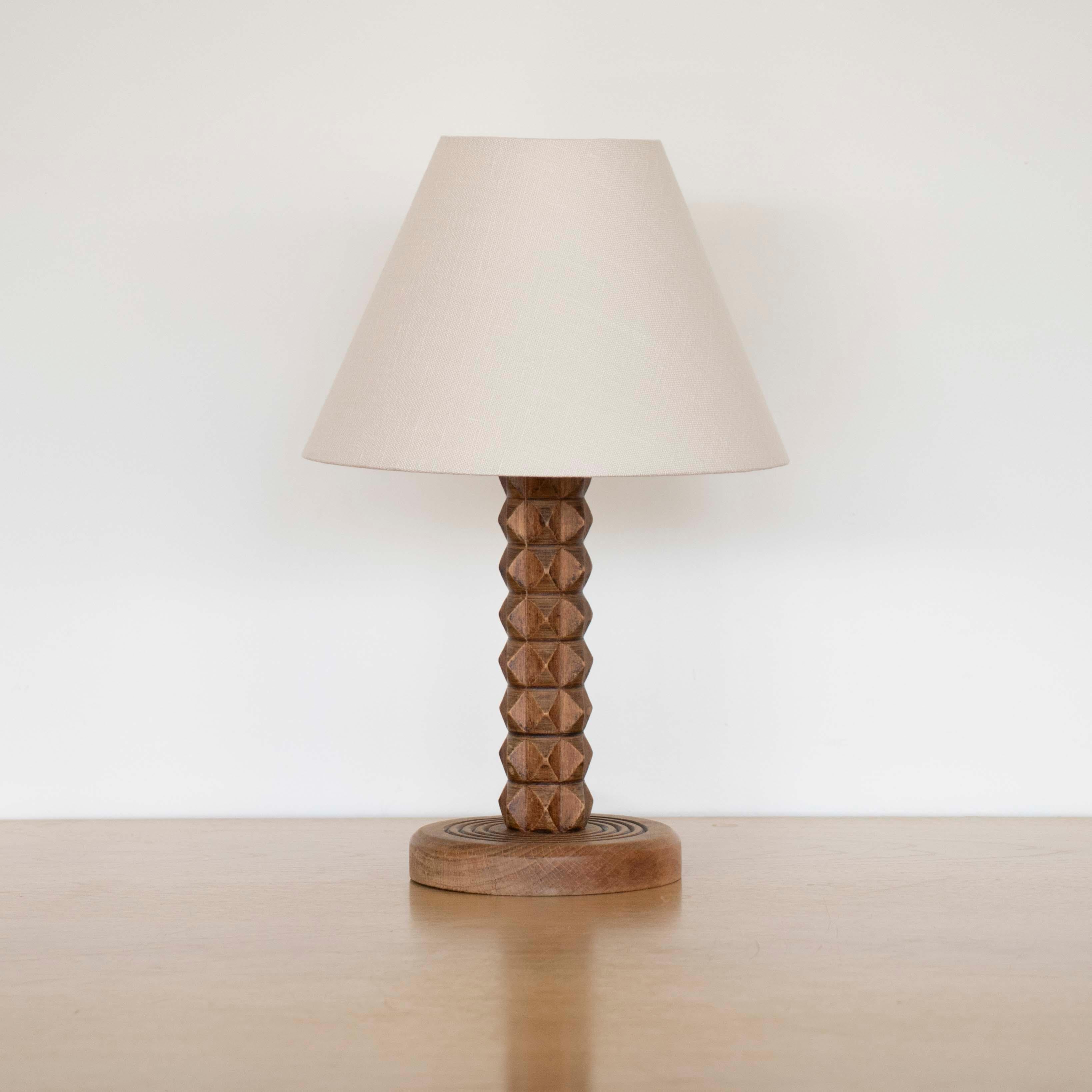 French Carved Wood Lamp by Charles Dudouyt For Sale at 1stDibs