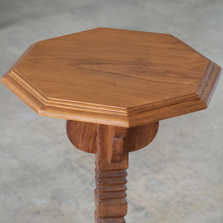 French Carved Wood Pedestal Table For Sale at 1stDibs