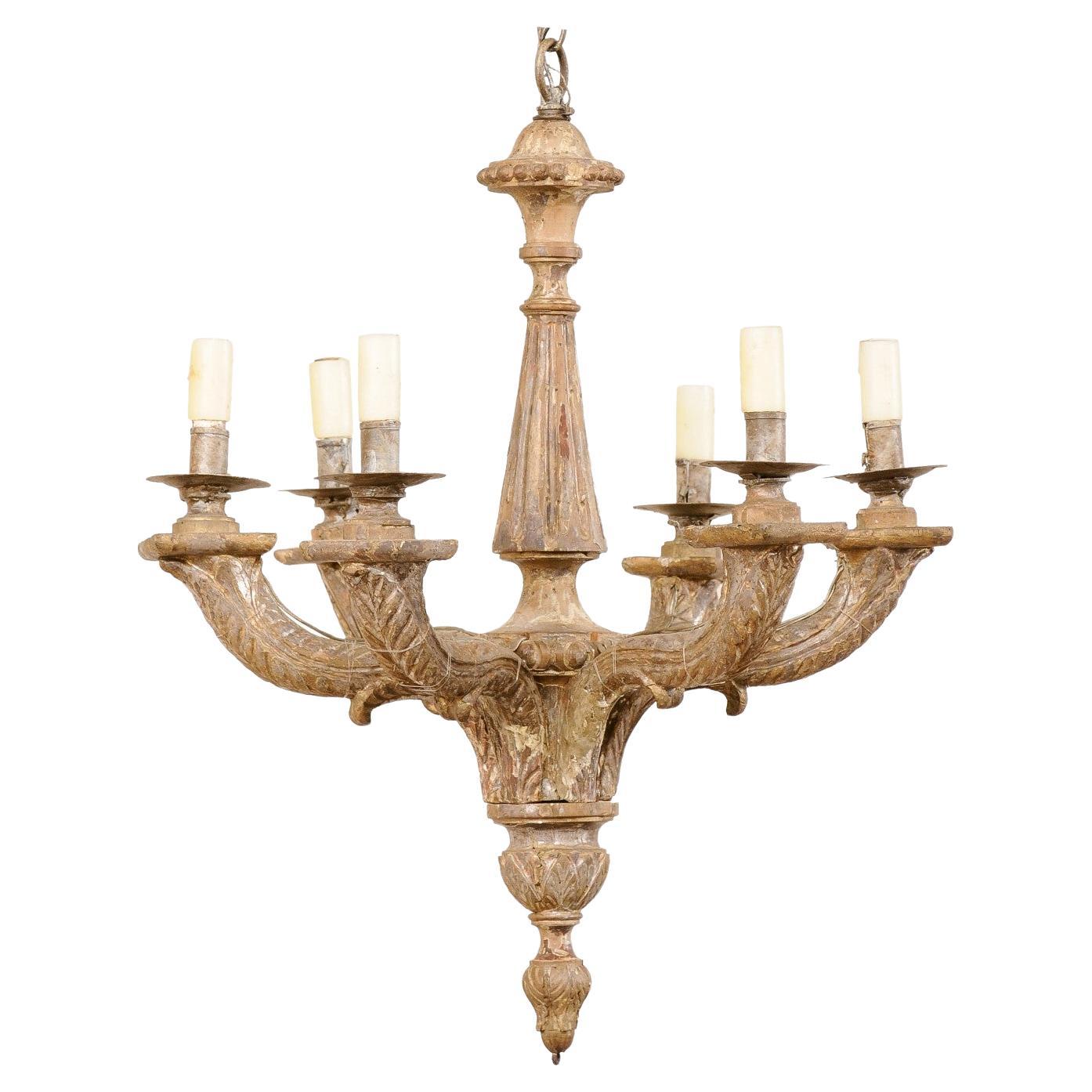 French Vintage Six-Light Carved Wood Chandelier at 1stDibs | french ...