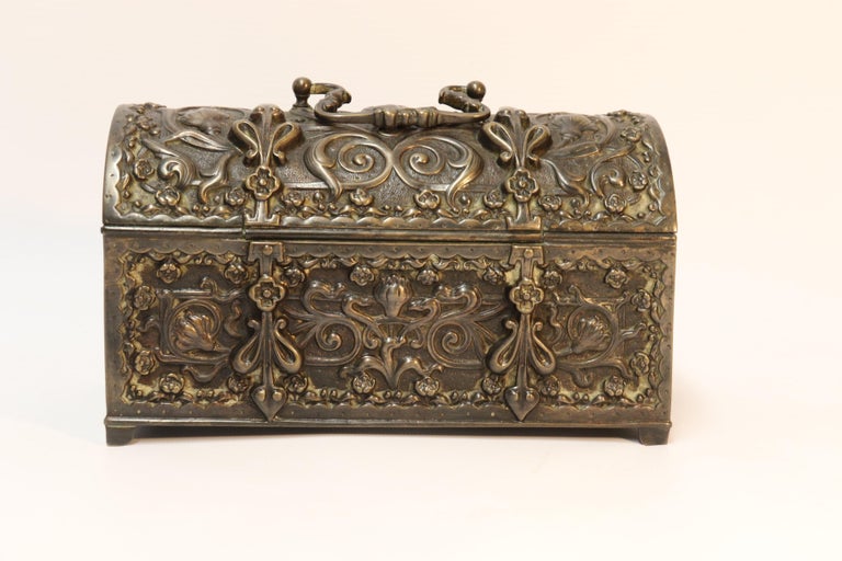 French Cast Bronze Jewelry Box Made in the Form of a Medieval Domed Top ...