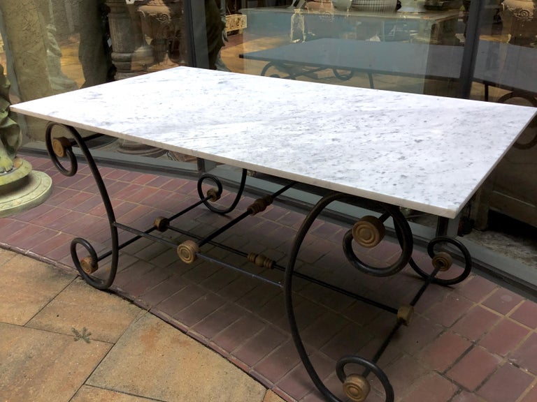 French Cast Iron Bakers Table with White Marble Top, 19th Century at ...