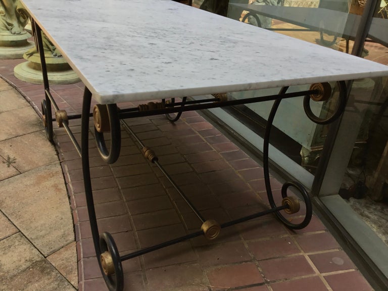 French Cast Iron Bakers Table with White Marble Top, 19th Century at ...