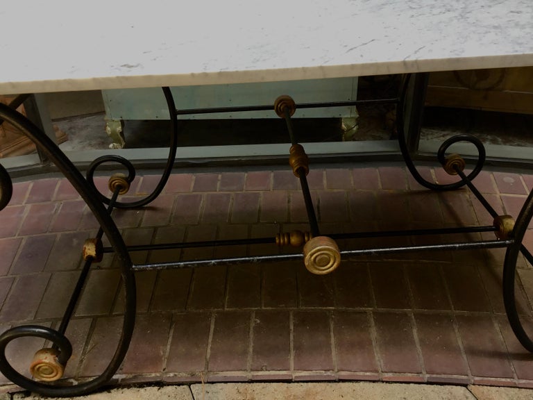 French Cast Iron Bakers Table with White Marble Top, 19th Century at ...
