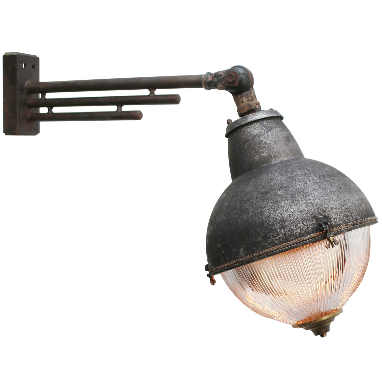 French Cast Iron Holophane Glass Streetlight by Sammode, France at 1stDibs