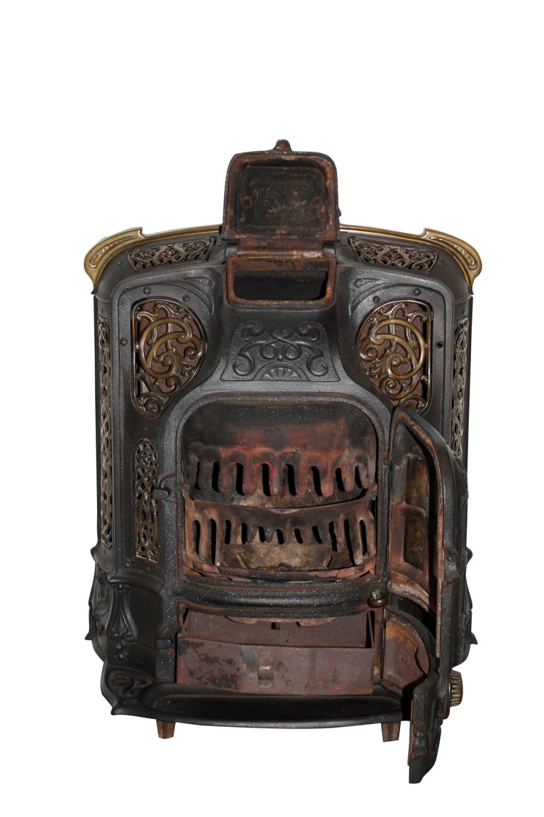 French Cast Iron Stove with Brass Accents by Godin, circa 1910 at ...
