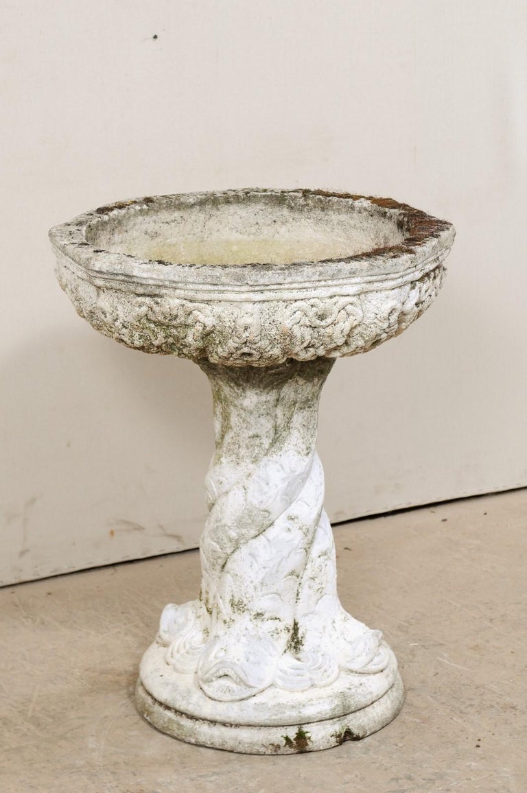 French Cast-Stone Garden Pedestal Planter (or Fountain) w/ Mythological ...