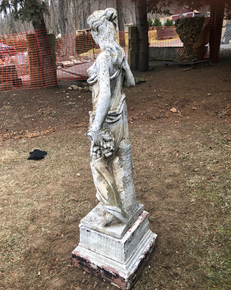 French Cast Stone Statue of Autumn with Beautiful Patina at 1stDibs