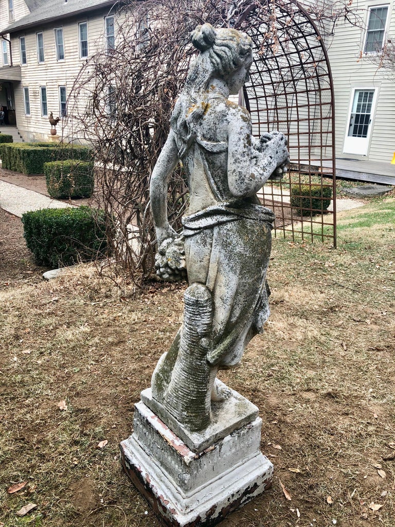 French Cast Stone Statue of Autumn with Beautiful Patina at 1stDibs