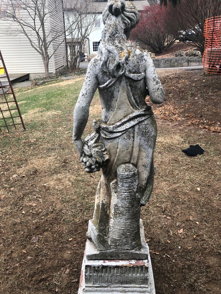 French Cast Stone Statue of Autumn with Beautiful Patina at 1stDibs