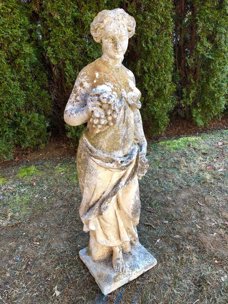 French Cast Stone Statue of Autumn with Beautiful Patina at 1stDibs
