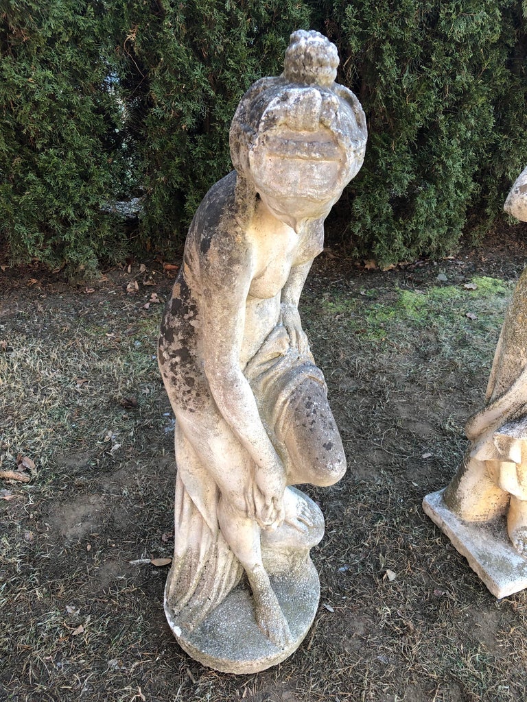 French Cast Stone Statue of Venus at the Bath at 1stDibs