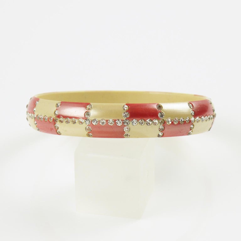 French Celluloid Geometric Jeweled Bracelet Bangle at 1stDibs
