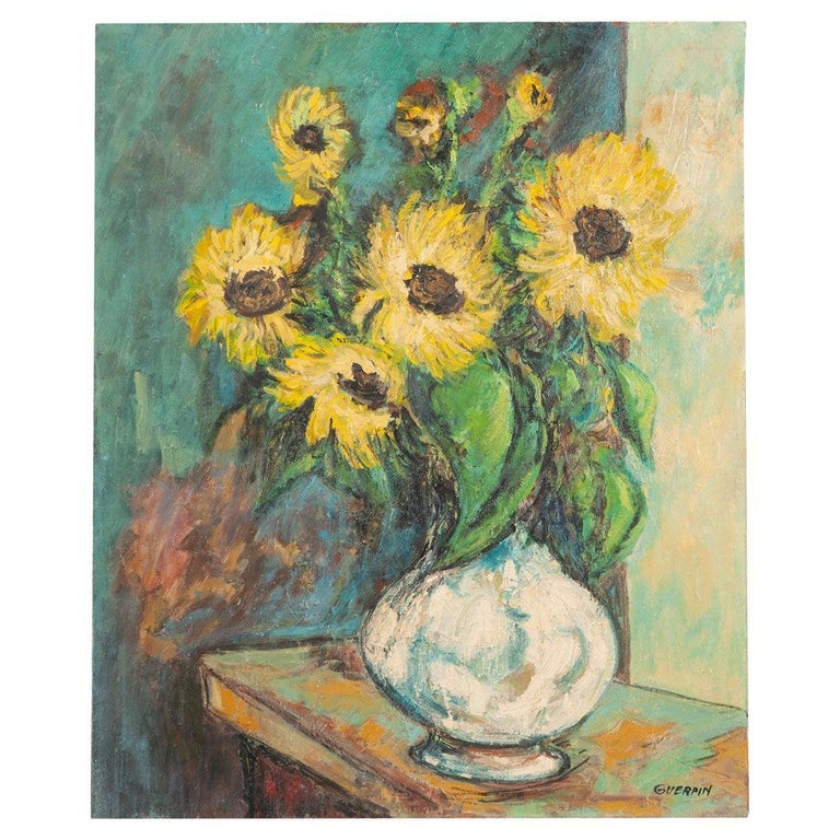 French Century Still Life of Sunflowers For Sale at 1stDibs