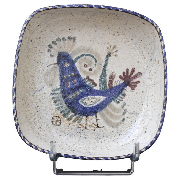 French Ceramic Bowl with Rooster Motif by Le Mûrier 'circa 1960s' For ...