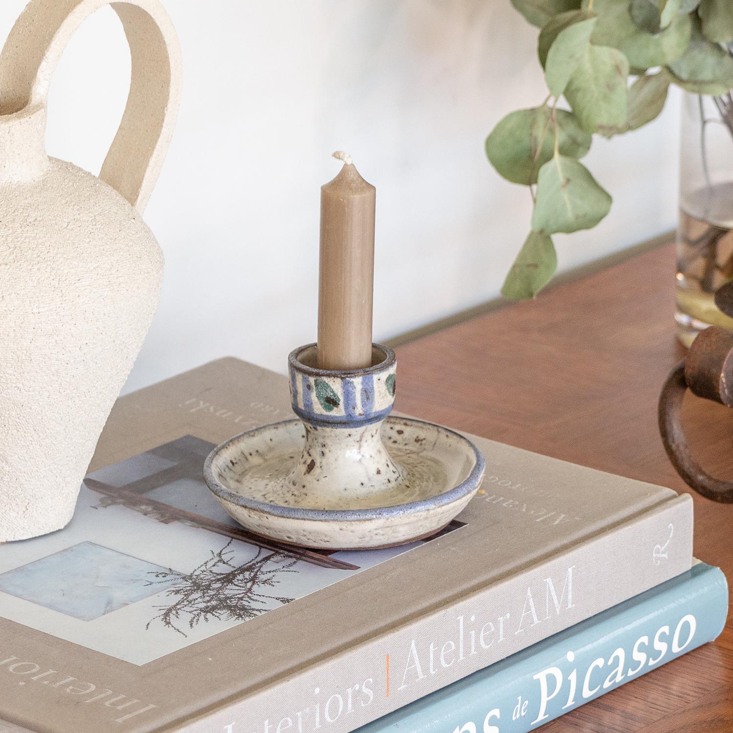 French Ceramic Candlestick Holder by Gustave Reynaud For Sale at 1stDibs