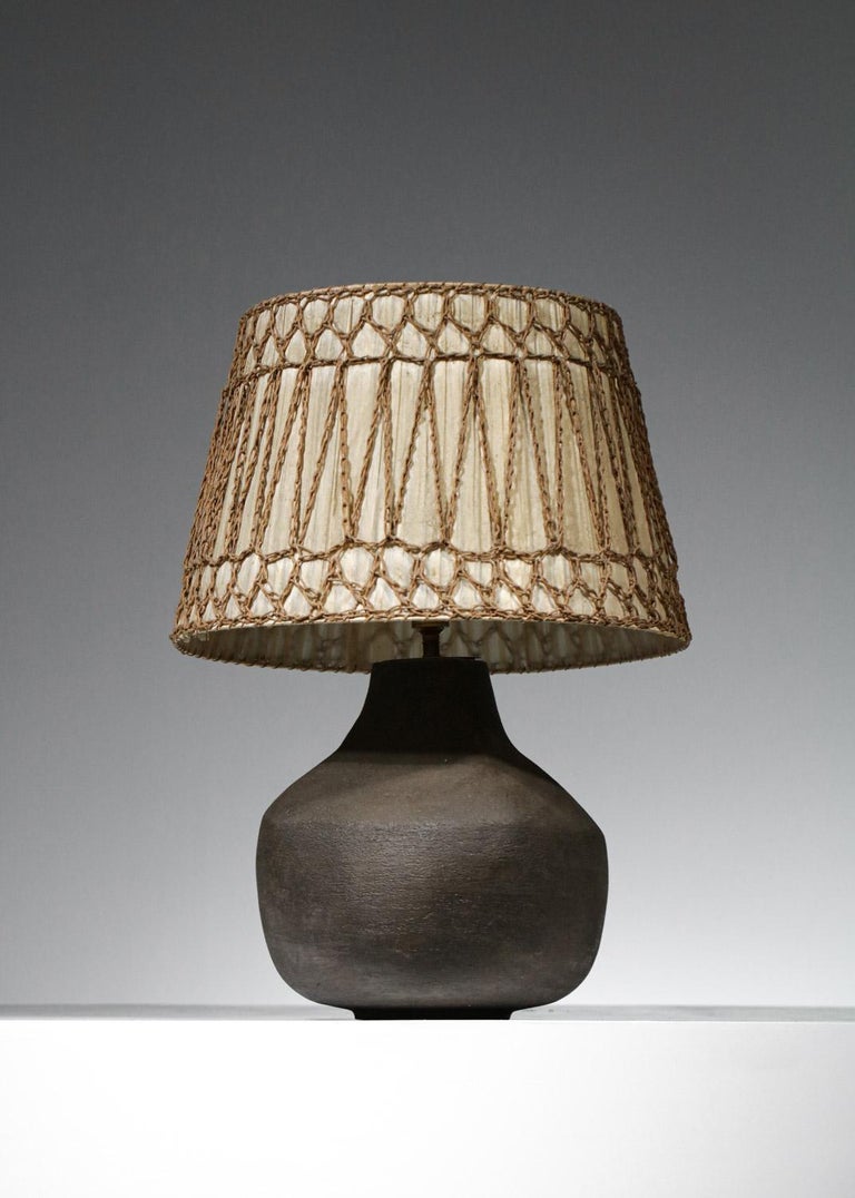 French Ceramic Lamp Signed JB in Brown Clay from the 1960s Freeform For ...