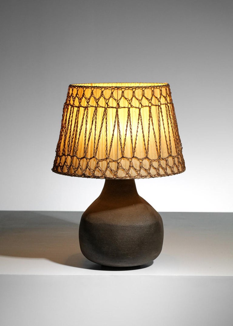 French Ceramic Lamp Signed JB in Brown Clay from the 1960s Freeform For ...