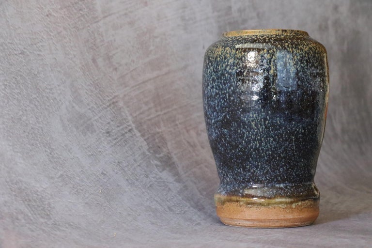 French Ceramic Large blue and ochre vase by Marc Uzan - circa 2000 For ...
