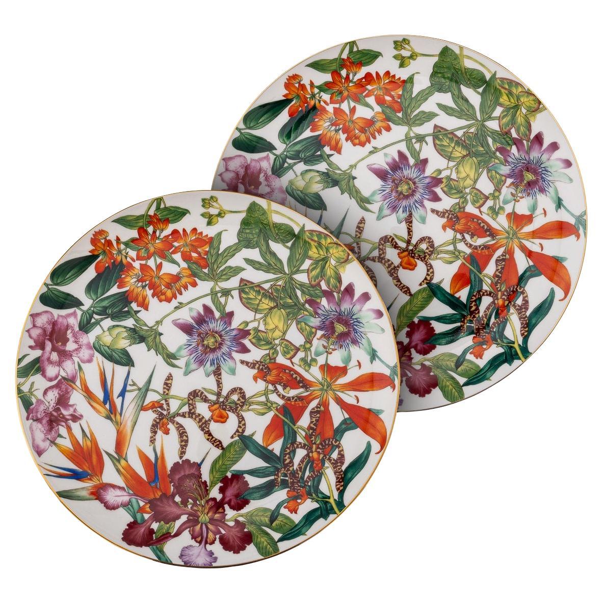 French Ceramic Passifolia Pair Of Dinner Plates By Hermes For Sale at ...