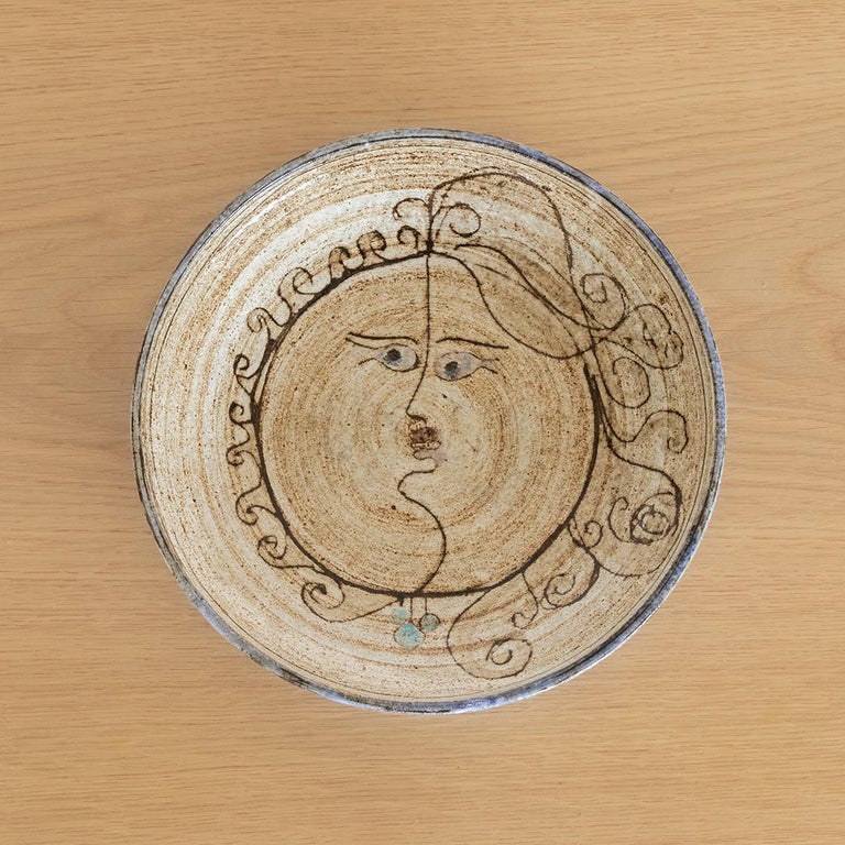 French Ceramic Plate with Face at 1stDibs