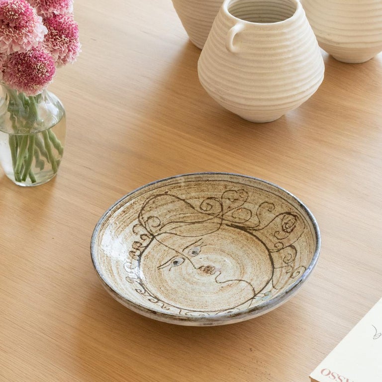 French Ceramic Plate with Face at 1stDibs