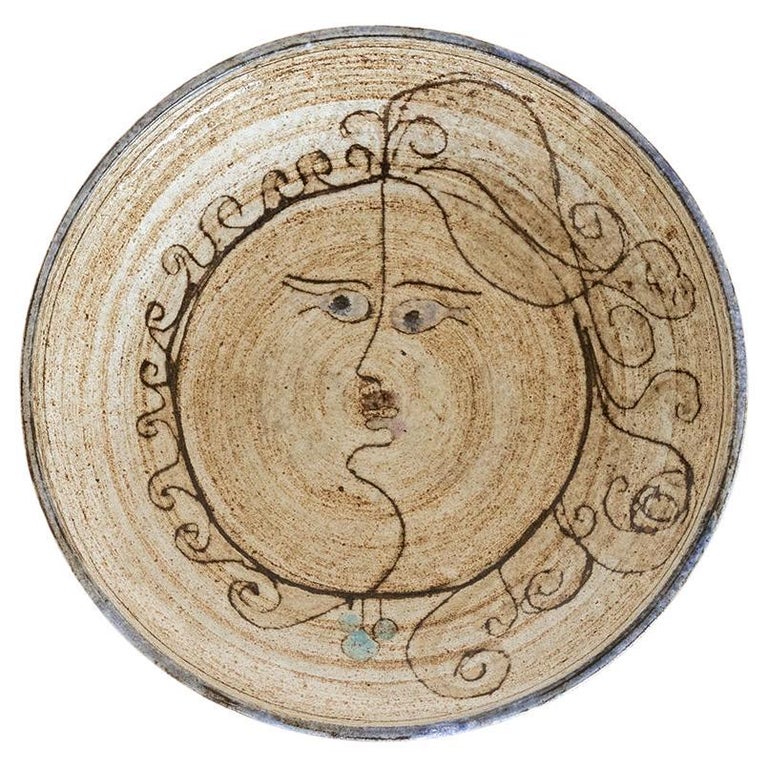 French Ceramic Plate with Face at 1stDibs
