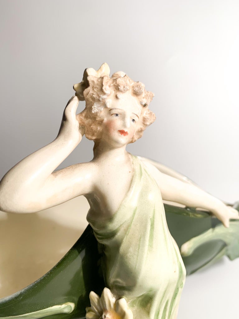 French Ceramic Sculpture of Lady Liberty with Early 20th Century Flower ...