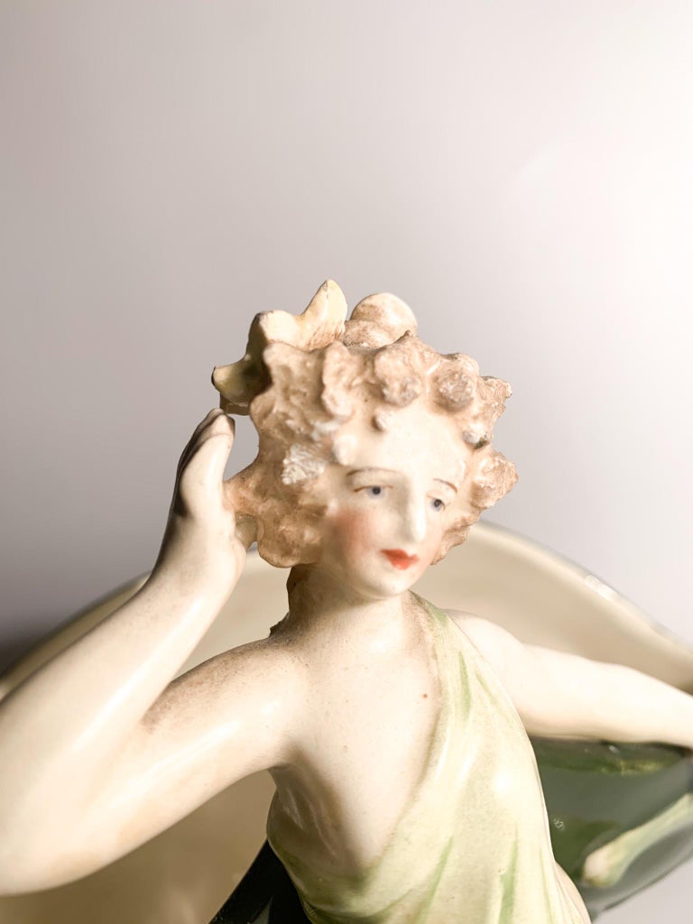 French Ceramic Sculpture of Lady Liberty with Early 20th Century Flower ...