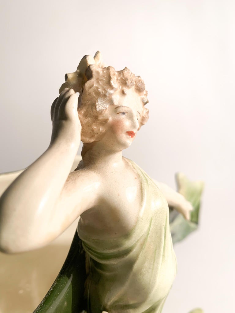 French Ceramic Sculpture of Lady Liberty with Early 20th Century Flower ...