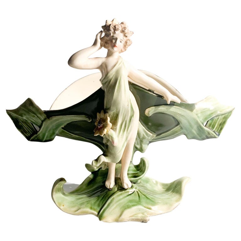 French Ceramic Sculpture of Lady Liberty with Early 20th Century Flower ...