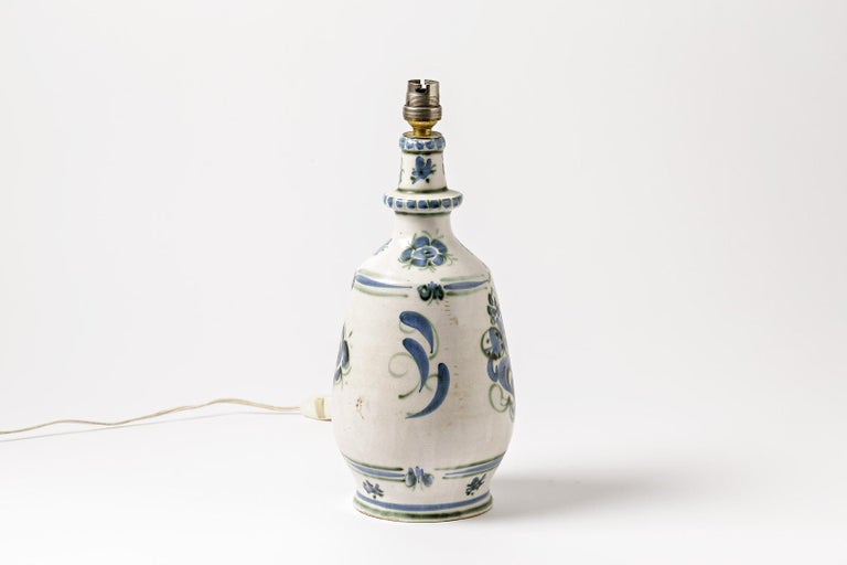 French Ceramic Table Lamp by Keraluc Quimper 1970 Flower Decoration For ...