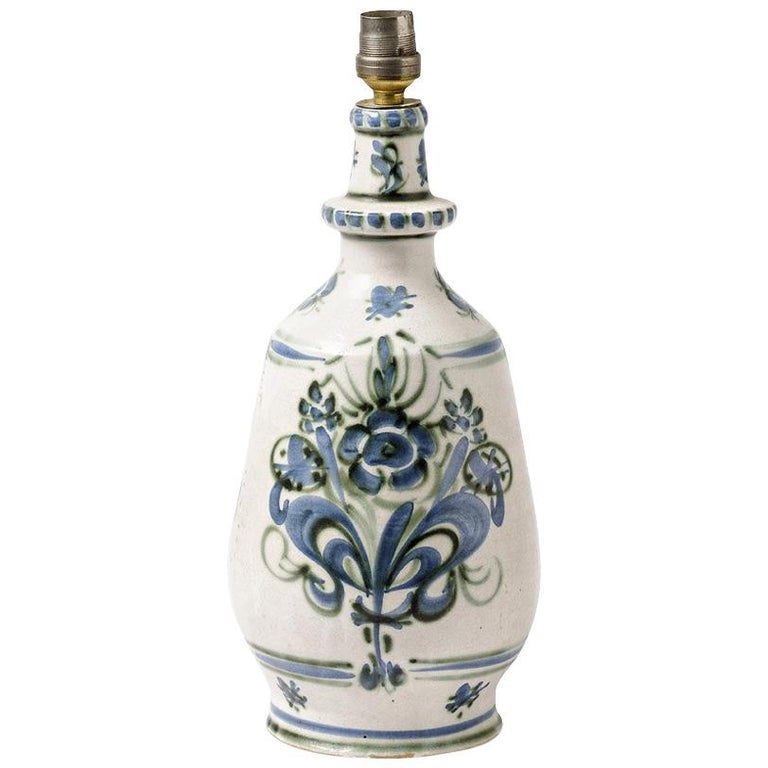 French Ceramic Table Lamp by Keraluc Quimper 1970 Flower Decoration For ...