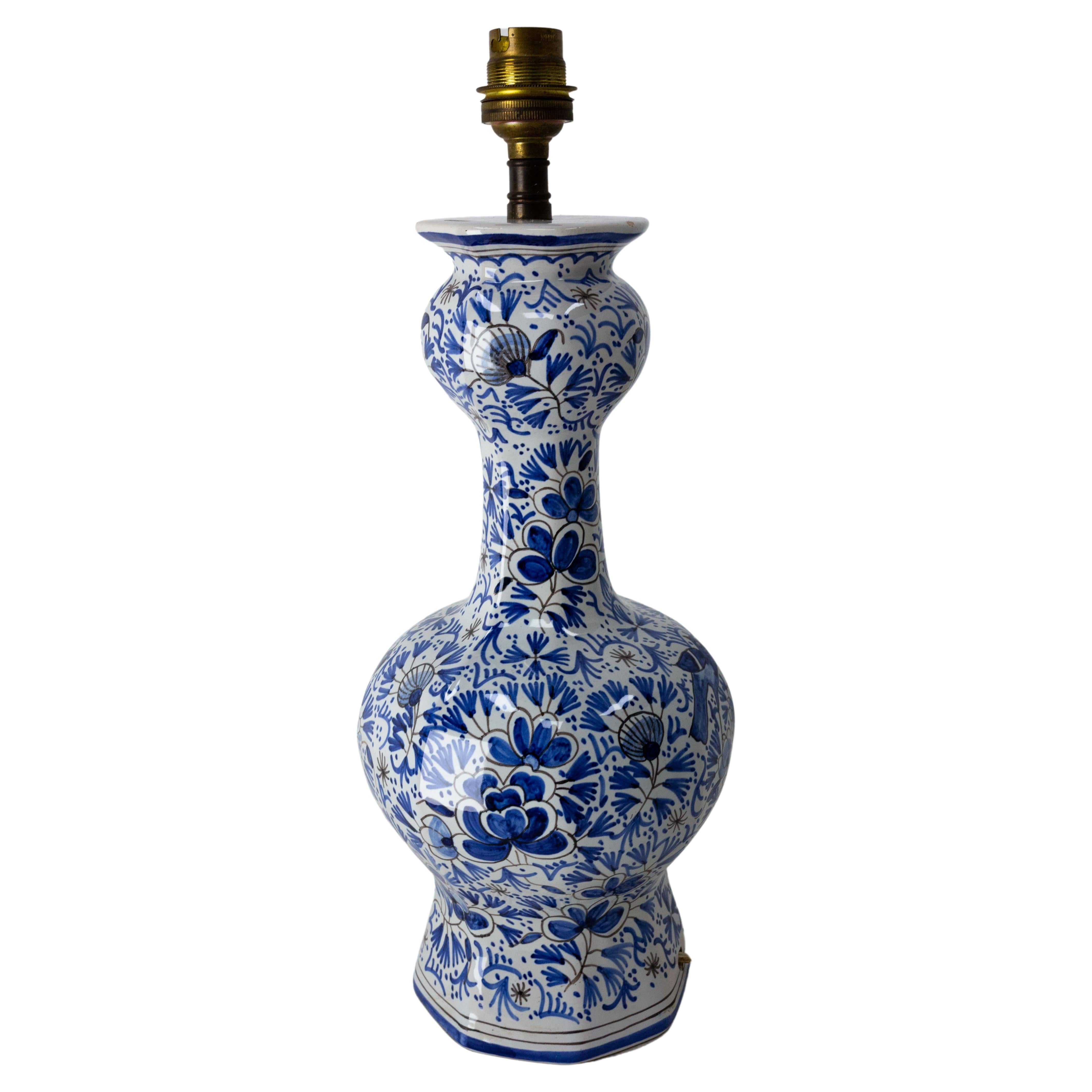 Dutch Delft Blue and White Lamp For Sale at 1stDibs