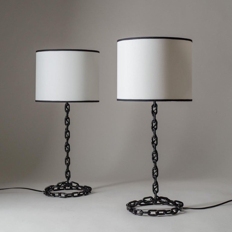 French Chain Link Table Lamps, circa 1970 For Sale at 1stDibs