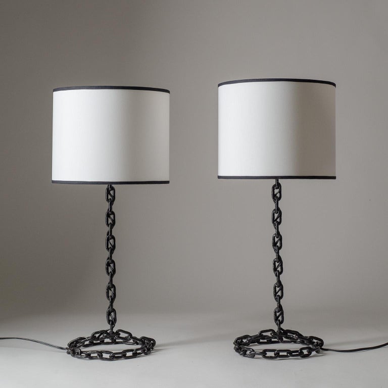French Chain Link Table Lamps, circa 1970 For Sale at 1stDibs