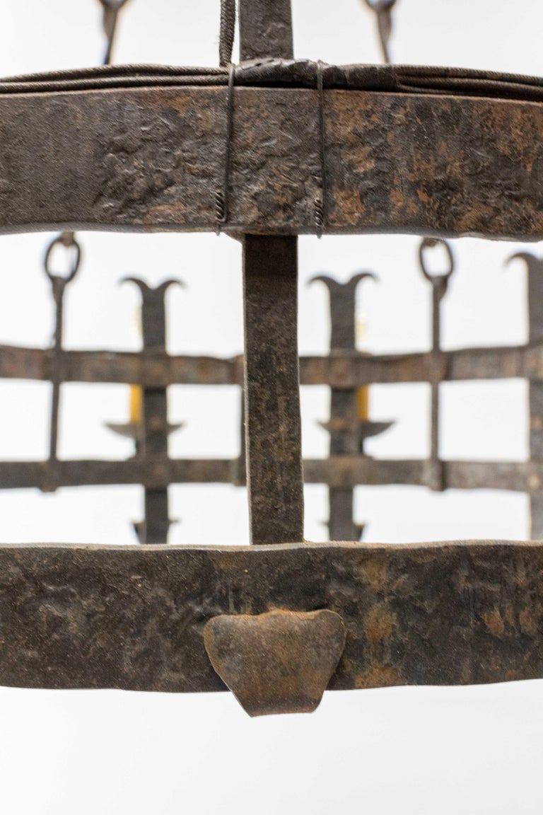 French Chandelier Ceiling Pendant Lustre Ten Lamps Wrought Iron, C ...