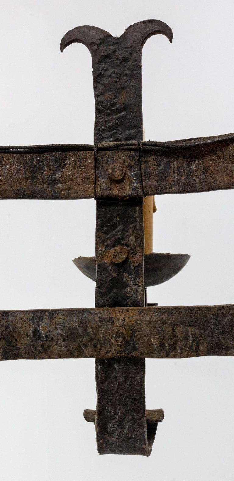 French Chandelier Ceiling Pendant Lustre Ten Lamps Wrought Iron, C ...