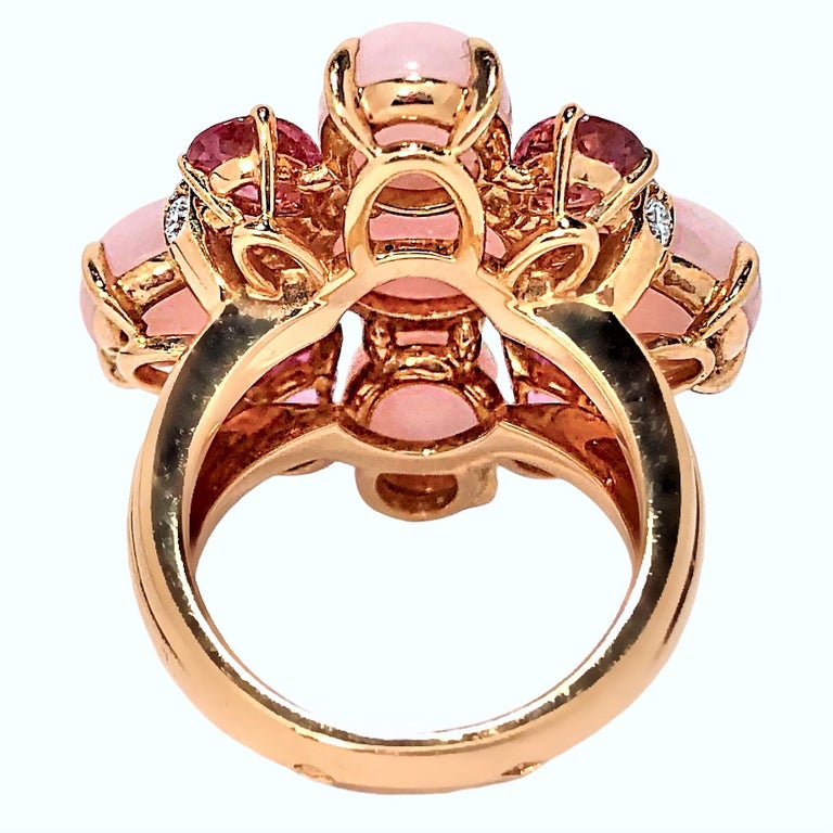 French Chanel 18K Yellow Gold, Pink Tourmaline, Pink Opal Matrix and ...